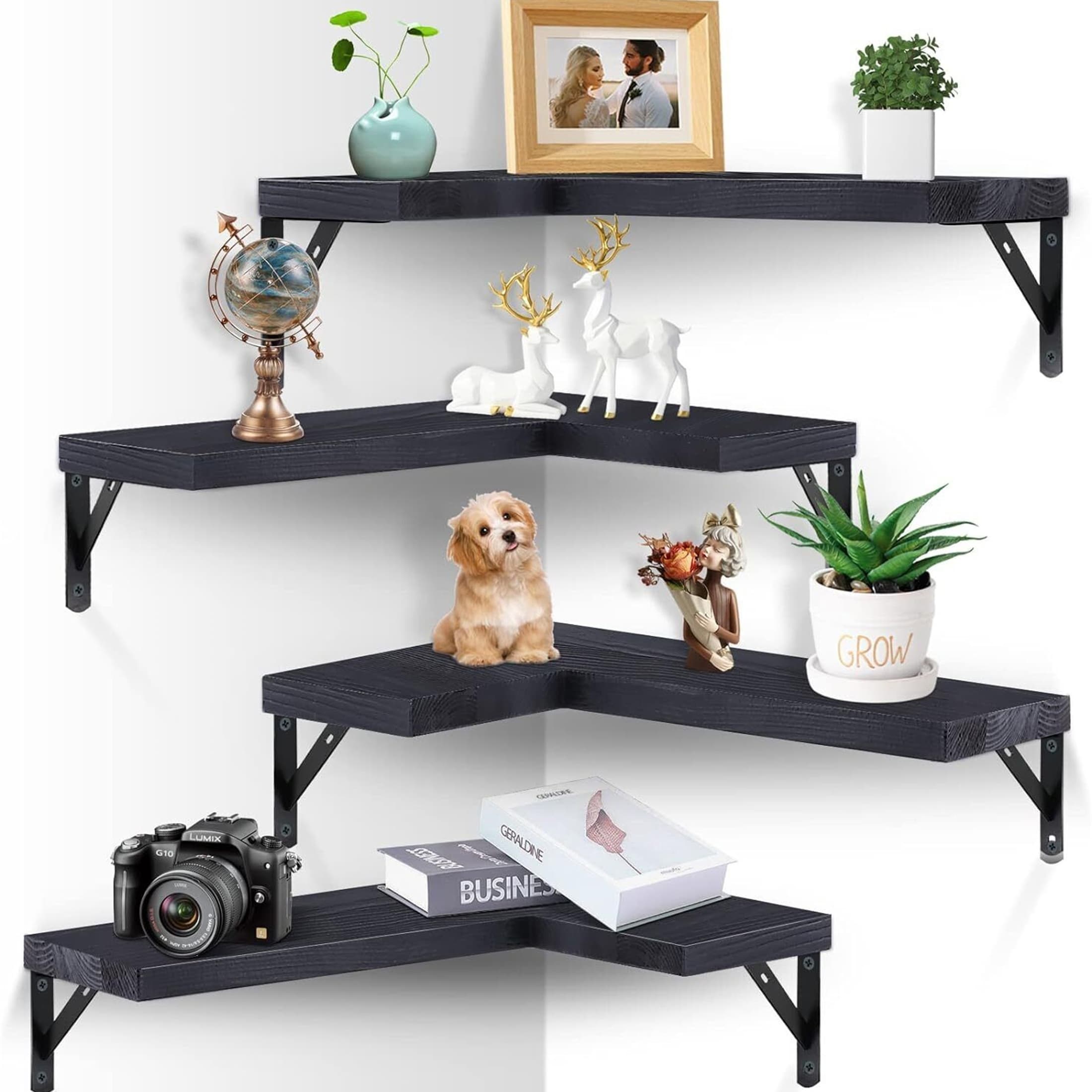 floating corner shelf black