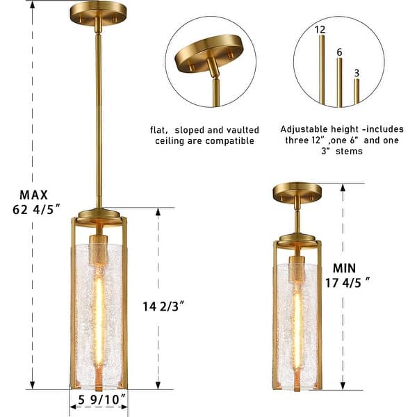 Gold glass pendant lights modern hanging light fixture - Bed Bath ...