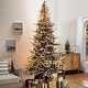 Rustic Snow-Covered Pre-Lit Christmas Trees with Warm Lights & Metal ...