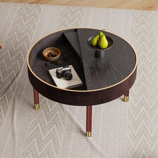 Round Coffee Table, Solid Wood Storage Circle Center Table - On Sale ...