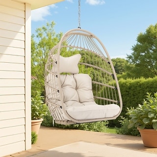 Patio Fordable Hanging Egg Chair Without Stand, 350 lbs Capacity ...