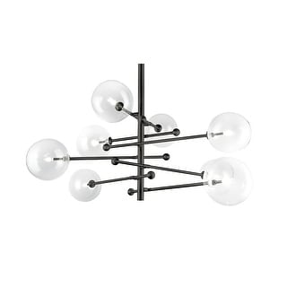 8-Light D47.2" Matte Black Frame Chandelier with Clear Glass Shades ...