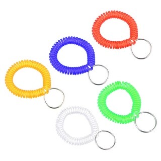 Spiral Keychain, Plastic Wrist Stretchable Key Holder Lanyard 5 Colors ...