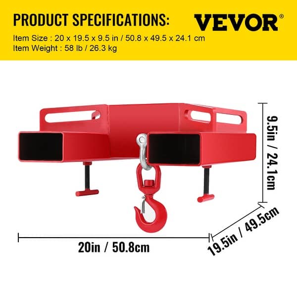 Vevor Forklift Lifting Hook Attachment Telehandler Crane Jib Test Cert ...