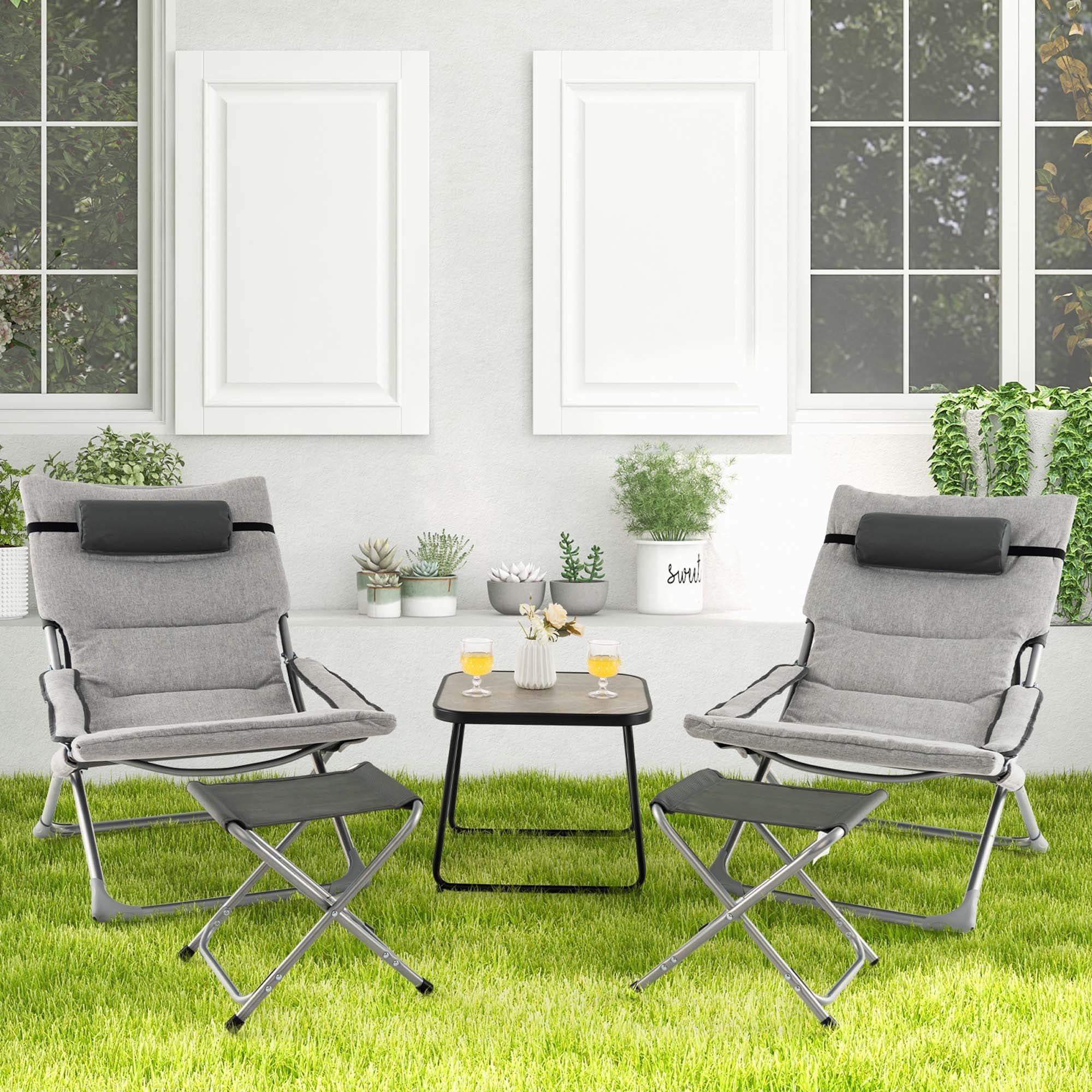 Costway 5pcs Patio Folding Sling Chair Set Ottoman Table Portable See Details Bed Bath Beyond 38155417