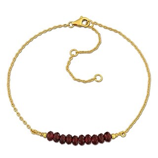 Miadora 1ct TGW Garnet Bead Bar Bracelet in Yellow Plated Sterling ...