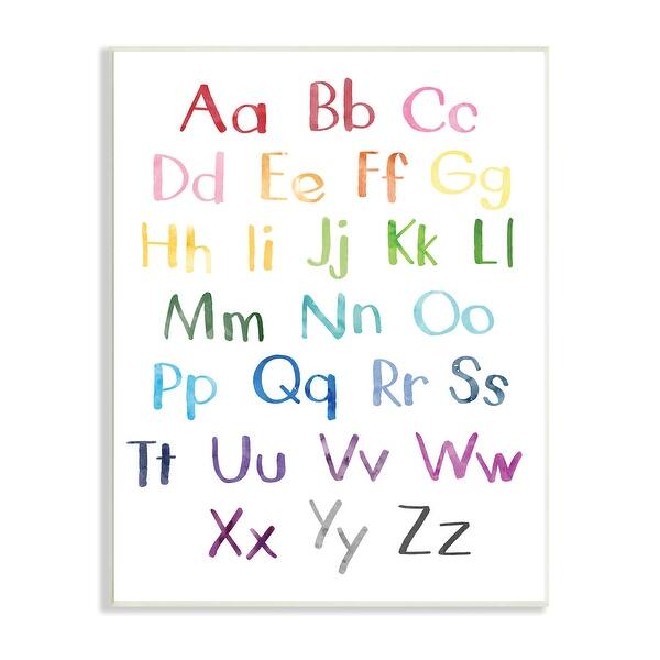 Stupell Capital and Lowercase Alphabet Letters Rainbow ABC Wood Wall ...