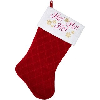 19" Quilted Red Velvet HO! HO! HO! Embroidered Christmas Stocking - Bed ...