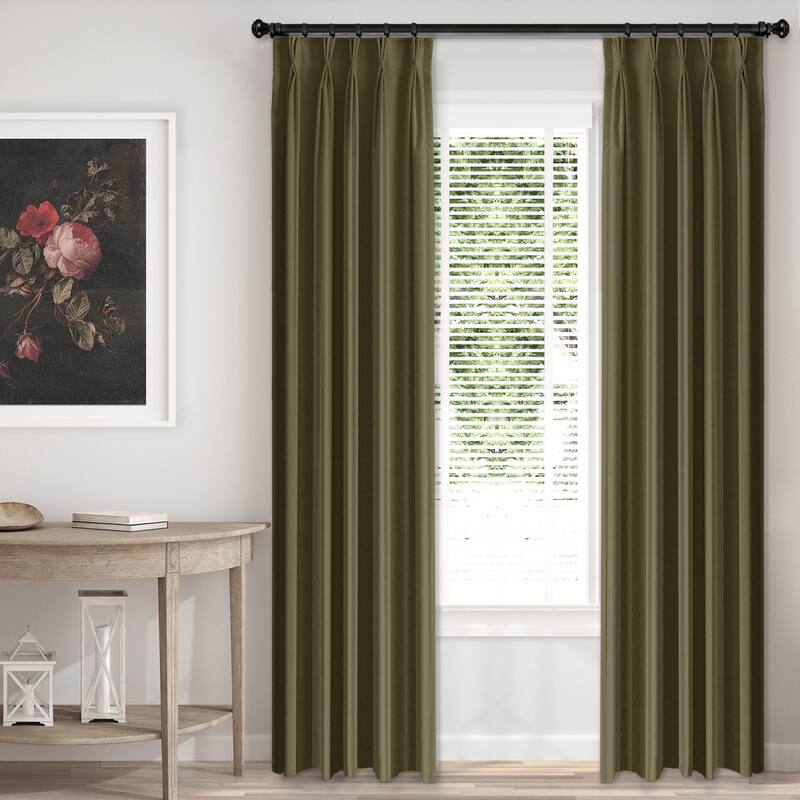 Cascade Velvet Olive Pinch Pleat Drapery Panels Includes 2 Panels - On ...