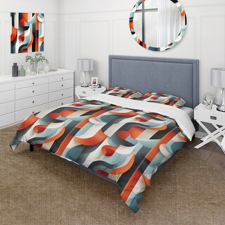 Designart "Futuristic Stripe And Sphere Symphony" Blue Modern Bed Cover ...