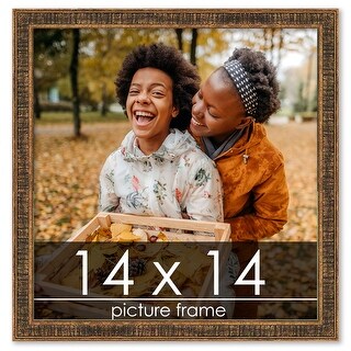 14x14 Distressed/Aged Black Complete Wood Square Picture Frame with UV ...