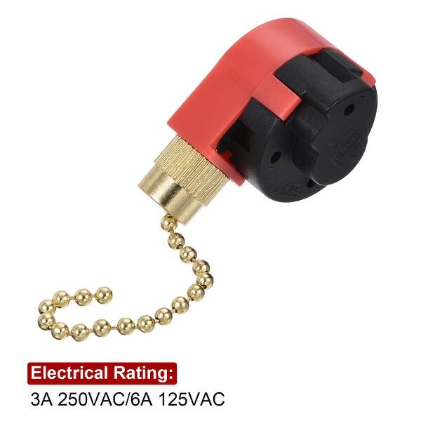Pull Chain Switch 3 Speed 4 Wire ZE-268S1 for Ceiling Fan Lamp Red ...