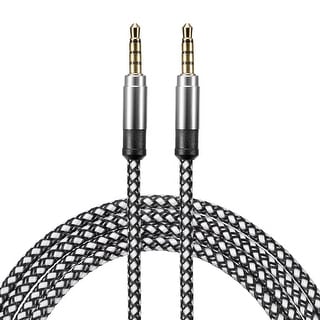 Aux Cable 3.5mm Male to Male Nylon Braided 10Ft Auxiliary Cord White ...
