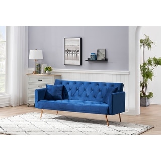 71" Soft Velvet Convertible Sleeper Sofa Double Folding Sofa Bed with ...