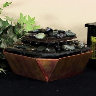 Sunnydaze Copper & Slate Table Rock Tabletop Fountain 6 Inch Tall - Bed ...