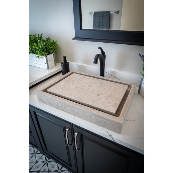 Rectangular Infinity Pool Sink - Polished Penny Grey Marble - Bed Bath ...
