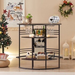 VECELO Industrial Bar Unit Wine Rack Table Modern Home Liquor Bar Table ...