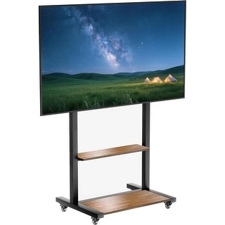 Rolling TV Stand for 40-100" TVs, Adjustable Height, Wood Shelf, VESA ...