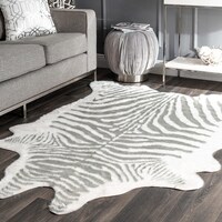 Brooklyn Rug Co Contemporary Stripped Safari Acrylic Faux Zebra Shaped ...