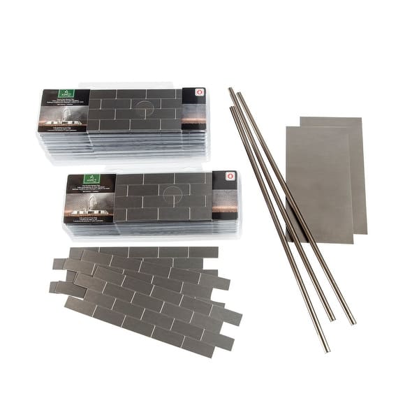 Aspect 12x4-inch Subway Stainless Matted Metal 15-Square Foot Kit - Bed ...