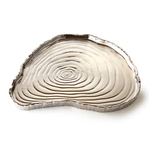 Botanic Collection Titanium Porcelain Tree Bark Tray 13 x 12" Silver ...