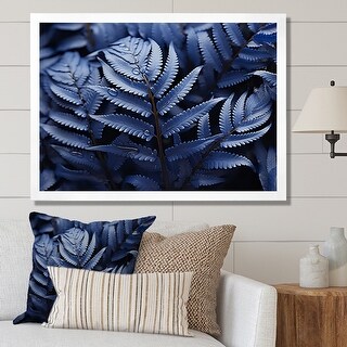 Designart "Blue Ferns Indigo Tranquility I" Floral Framed Canvas Wall ...