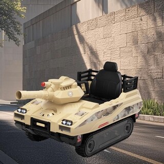 24V Thunder Tank Ride-On Car with Lights, Music, Cannon Boom, and ...