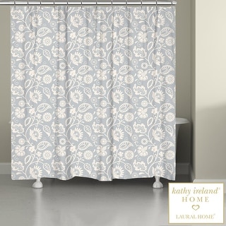 kathy ireland® HOME Bellini Floral Scroll Light Gray Shower Curtain by ...