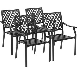 Gymax 4PCS Stackable Patio Dining Chairs Outdoor Metal Bistro Chairs - Bed Bath & Beyond - 37423556