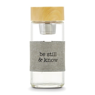 Curata 12 Ounce Glass Tea Infuser Bottle with Be Still Know Flax Sleeve ...