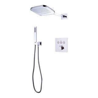 ZEAFIVE Shower System Chrome Wall Mounted Stainless Steel Rain Shower ...