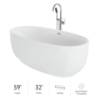 Jacuzzi Cosi 67" Free Standing Acrylic Soaking Tub with Center Drain ...