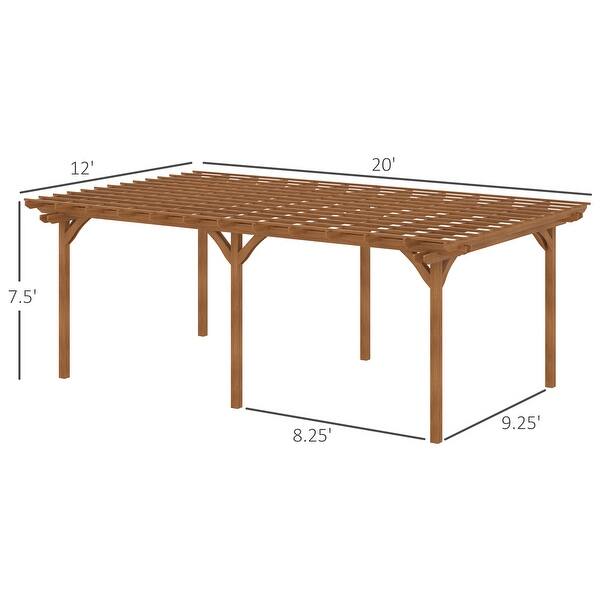 Outsunny 20' x 12' Outdoor Pergola, Wood Gazebo Grape Trellis with ...