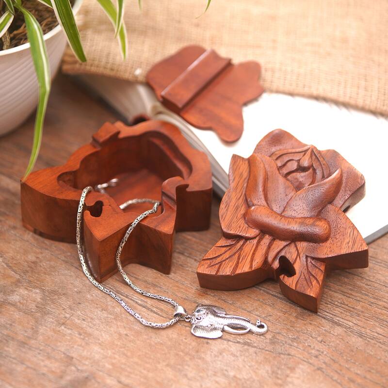 Novica Handmade Lotus Secret Decorative Wood Puzzle Box - Overstock ...