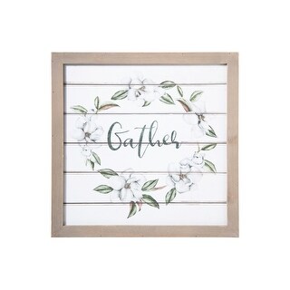 16 Inch Wood Wall Art, Square, Gather, Petals, Multicolor - Bed Bath ...