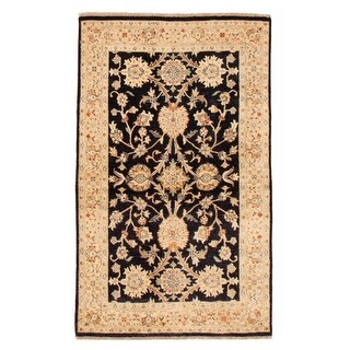 ECARPETGALLERY Hand-knotted Oushak Black Wool Rug - 4'1 x 6'4 - Bed ...