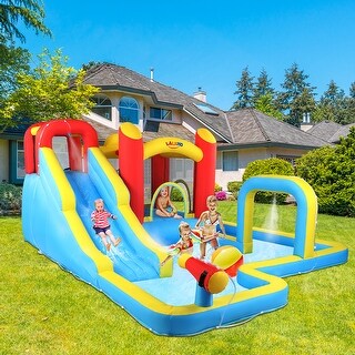 Oxford Cloth Colorful Trampoline with Long Slide and Basketball Hoop ...