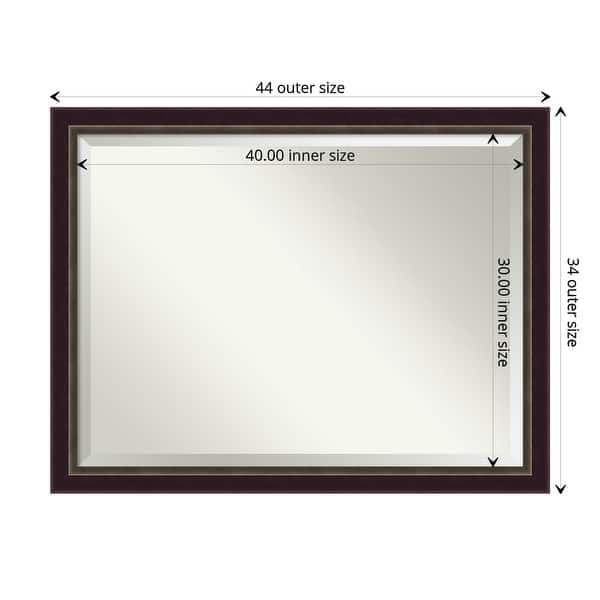 Beveled Wood Wall Mirror - Signore Bronze Frame - Outer Size: 44 x 34 ...