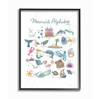 The Kids Room by Stupell Watercolor Mermaid Alphabet Framed Art, 11x14 ...