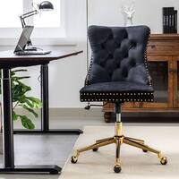 Velvet Upholstered Tufted Button Home Office Chair with Golden Metal ...