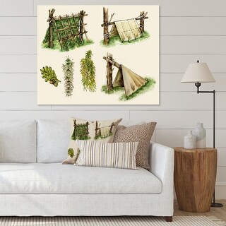 Designart "Nature Survival Shelters" Classic Canvas Wall Art Print ...