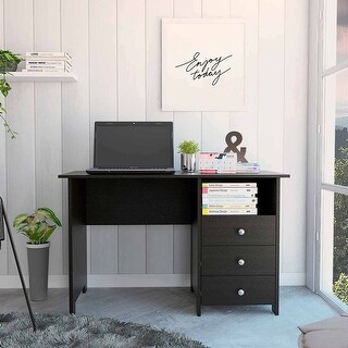 Nory Black Three Drawers Computer Desk - Bed Bath & Beyond - 35450144