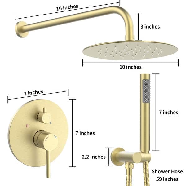 Wall Mounted Shower Faucet Combo Set with 10" Rainfall Shower Head ...