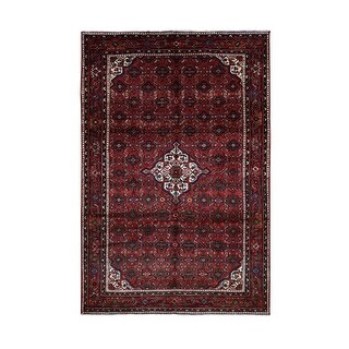 Shahbanu Rugs Brick Red New Persian Hamadan Flower Medallion with Fish ...