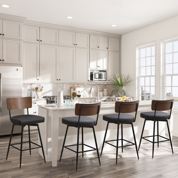 Faux Leather Upholstered Swivel Counter Bar Stools Set of 2 3 4 On Sale Bed Bath Beyond 40830397