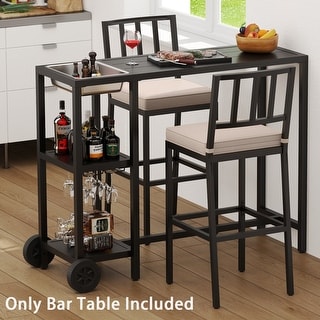 47 Inch Bar Table, Rectangular Counter Height Table with Wine Glass ...