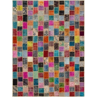 ECARPETGALLERY Hand-knotted Color Transition Patchwork Multi Wool Rug ...