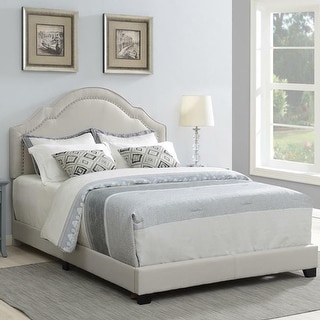 King Size Shaped Back Upholstered Bed Warm Grey - Bed Bath & Beyond ...