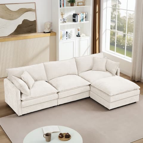 Beige L-Shape, Fabric Sectional Sofas - Overstock