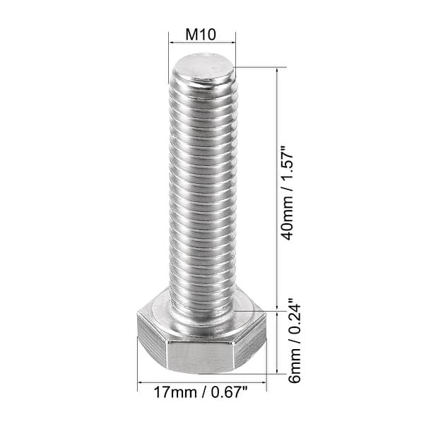 M10 x 40mm Stainless Steel Hex Head Left Hand Screw Bolts Fastener - M10x40mm-1pc - Bed Bath ...